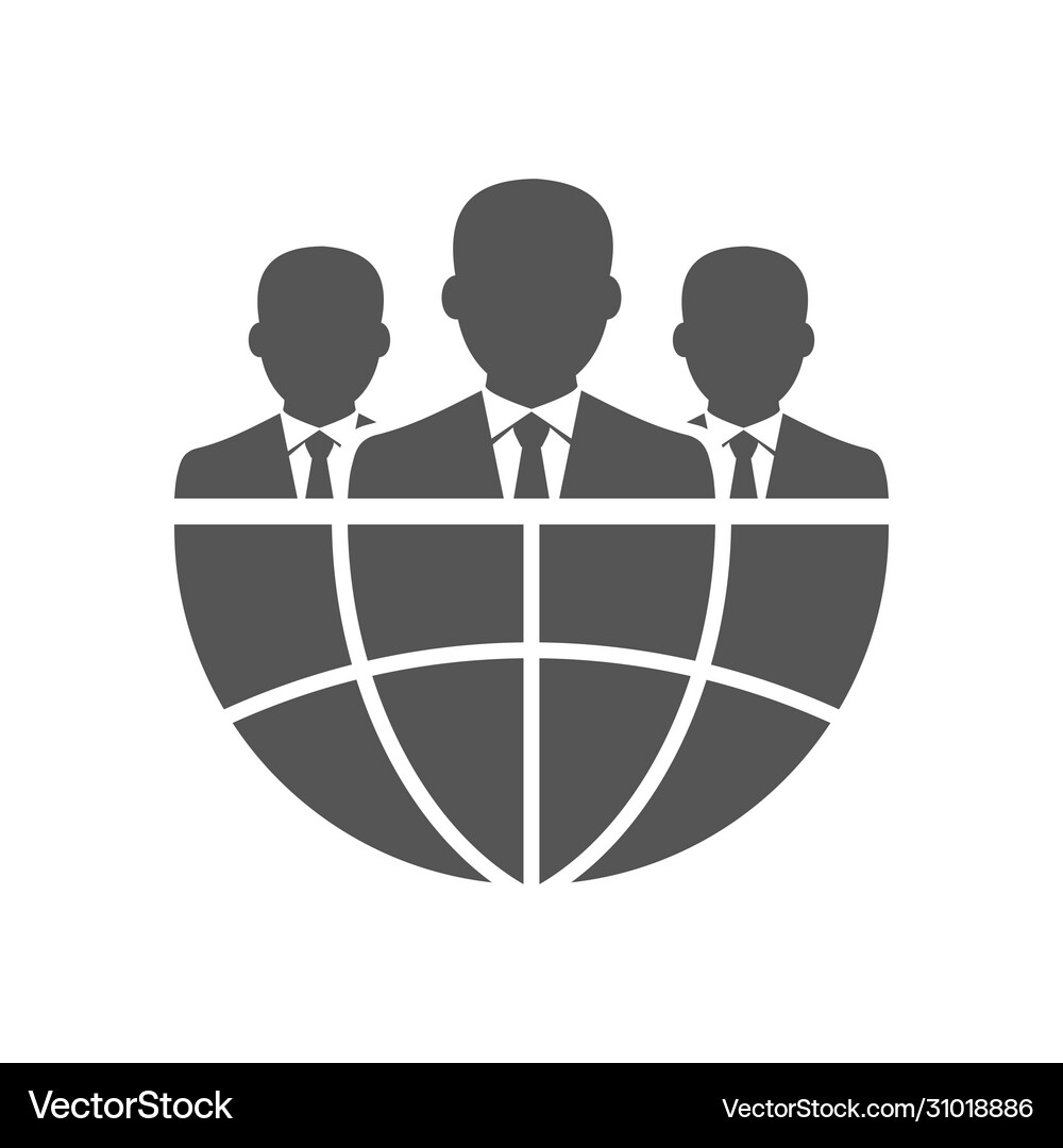 Three Businessman Silhouettes And Earth Royalty Free Vector