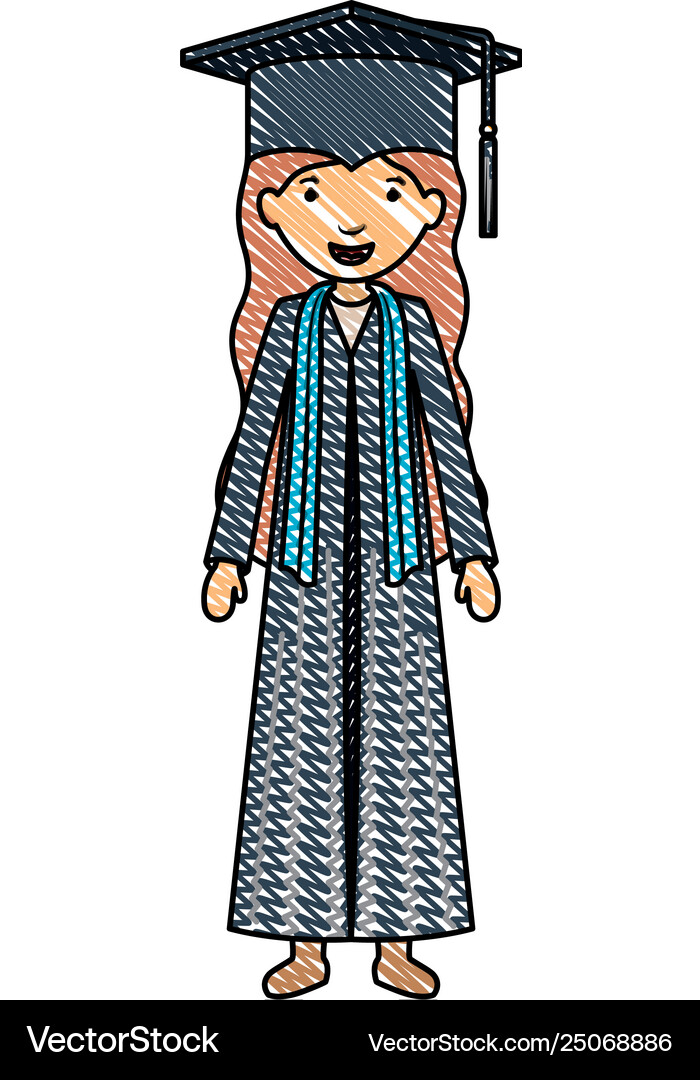 Young girl graduate character Royalty Free Vector Image