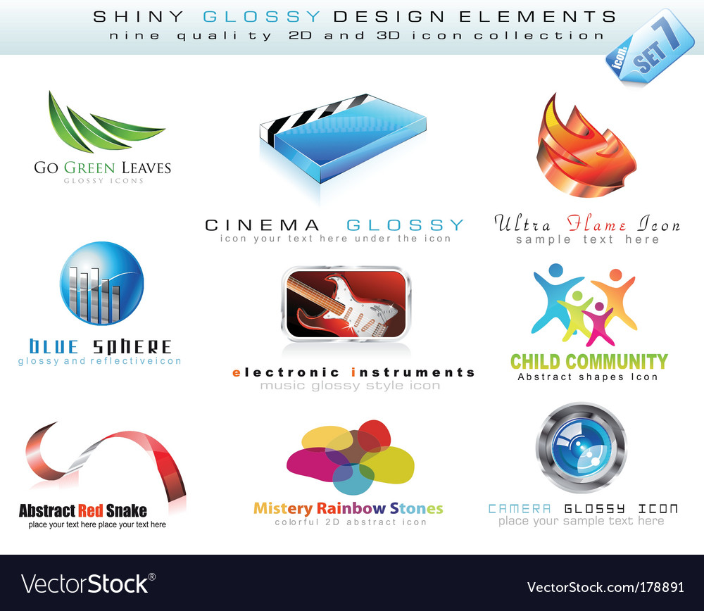 2d and 3d design icons Royalty Free Vector Image