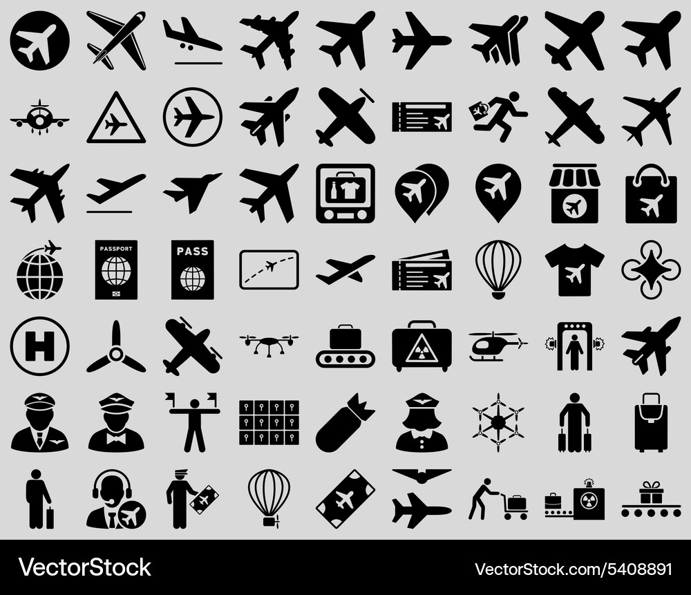 Aviation icon set Royalty Free Vector Image - VectorStock