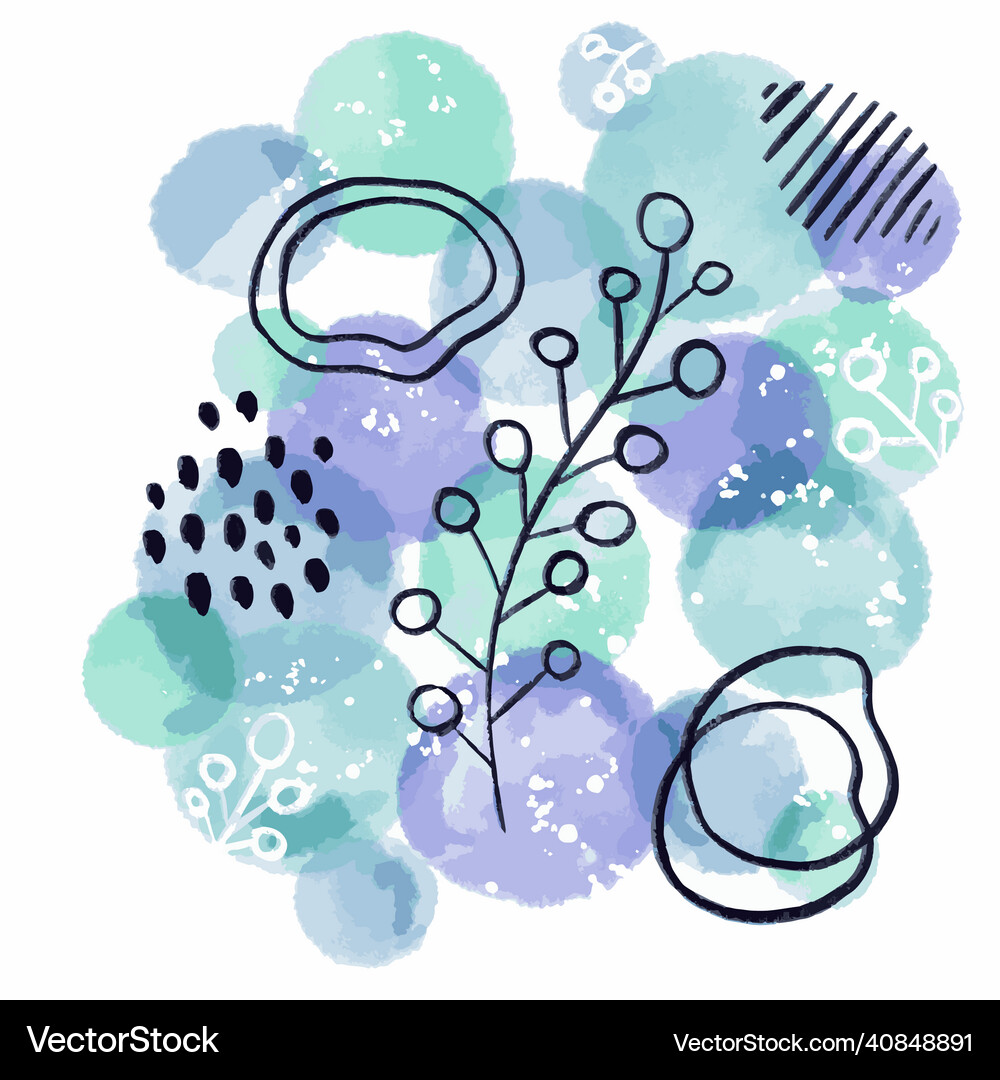 Blue watercolor floral abstract Royalty Free Vector Image