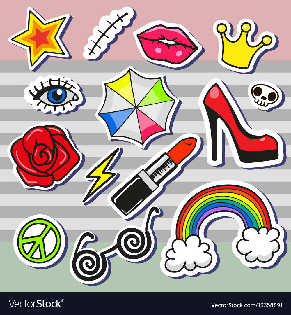 Cartoon patch badges Royalty Free Vector Image