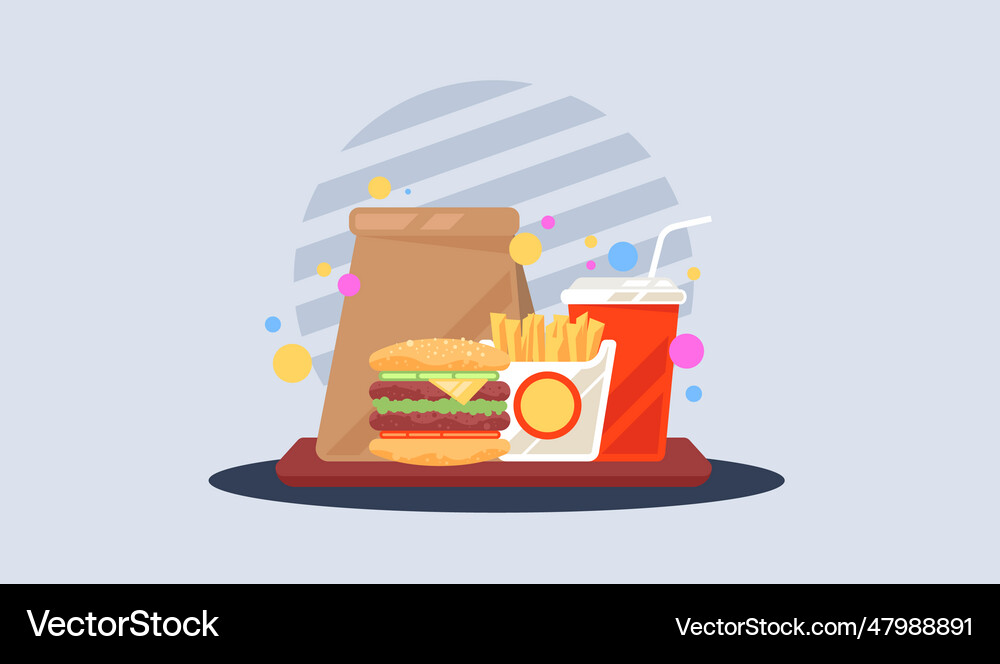 Flat fast food colorful Royalty Free Vector Image