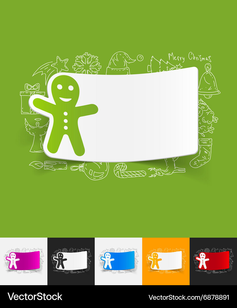 Gingerbread man paper sticker with hand drawn Vector Image