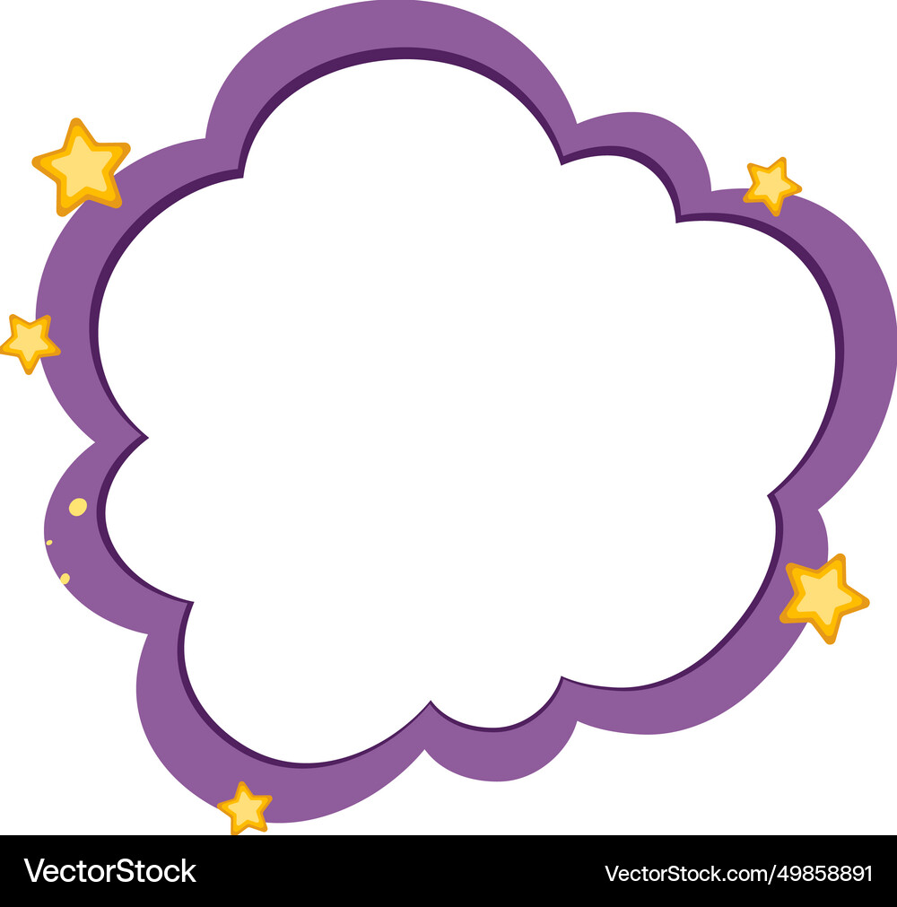 Purple cloud-shaped frame with golden stars Vector Image