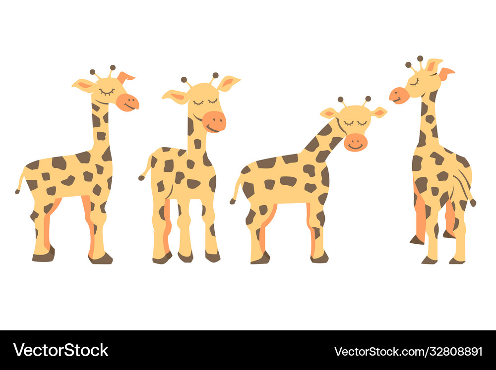 Set cartoon little giraffes Royalty Free Vector Image