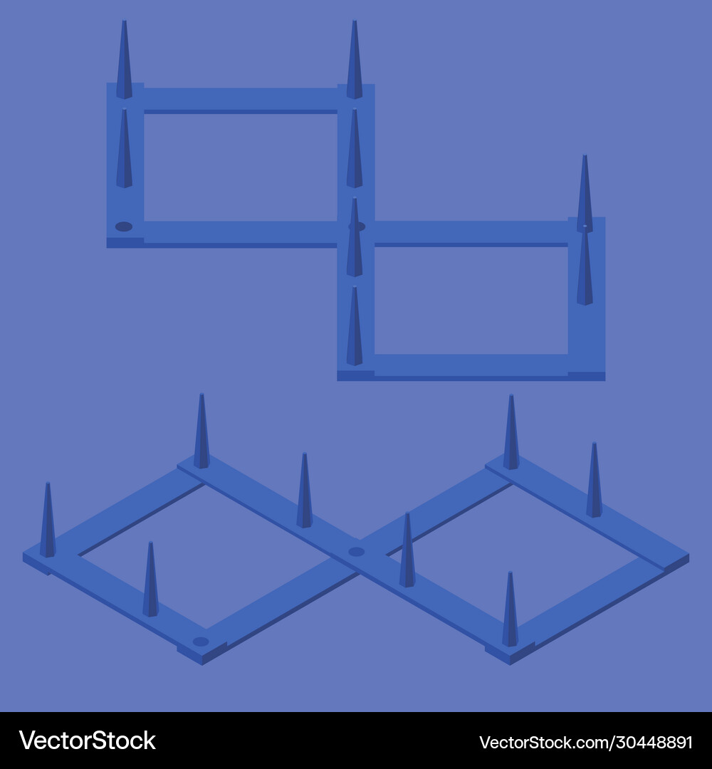 Spike strip isometric blue traffic spikes Vector Image