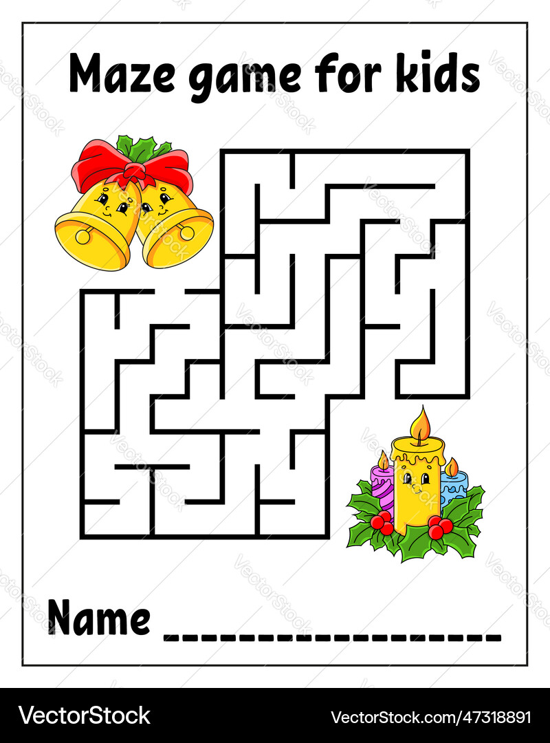 Square maze labyrinth conundrum game for kids Vector Image