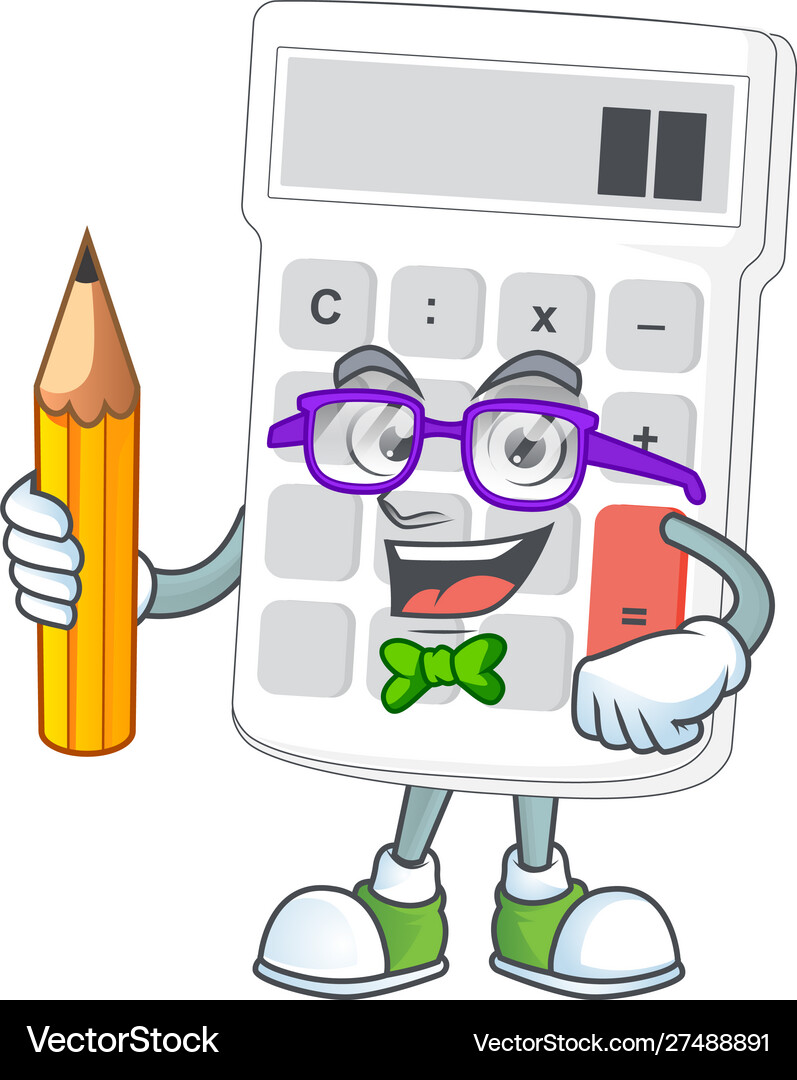 Student cartoon calculator white for calculate Vector Image