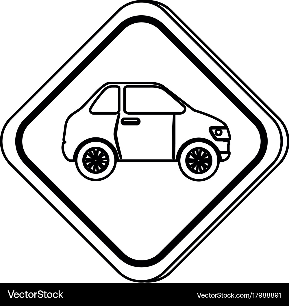 Traffic signal with car Royalty Free Vector Image