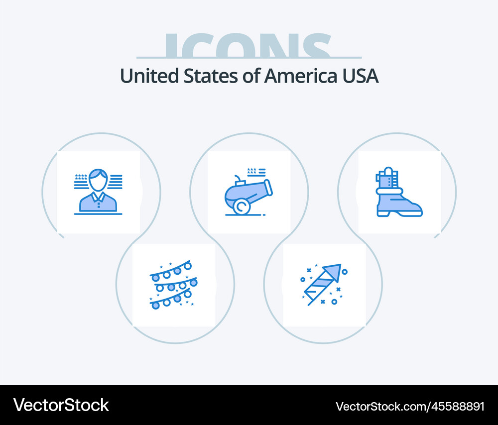 Usa blue icon pack 5 icon design boot american Vector Image