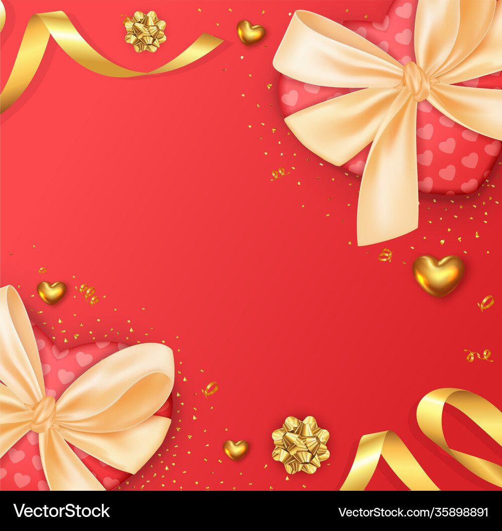 Valentines day background with bow and ribbon Vector Image