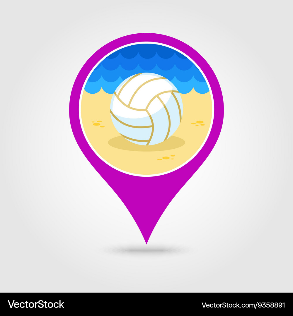 Volleyball Pin Karte Symbol Sommer Urlaub Vektorbild