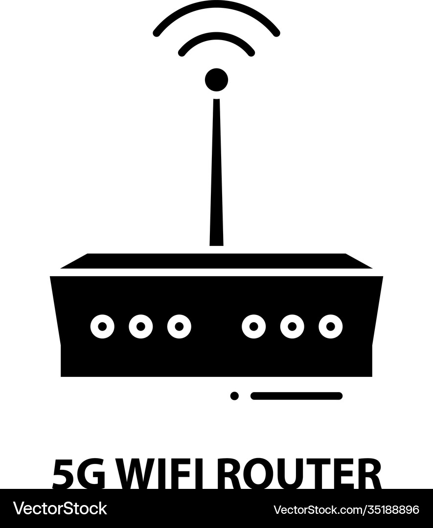 5g wifi router icon black sign Royalty Free Vector Image