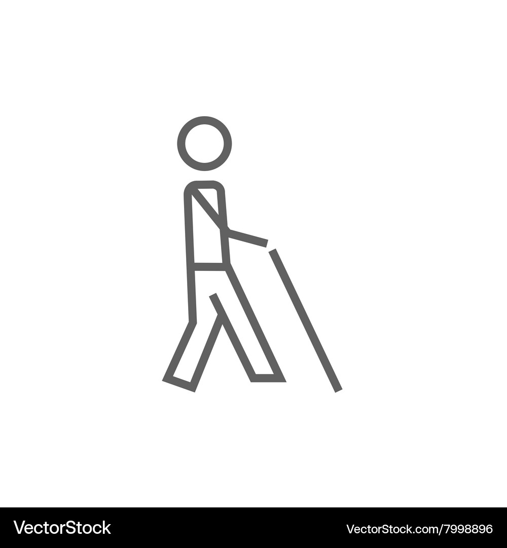 Blind man with stick line icon Royalty Free Vector Image