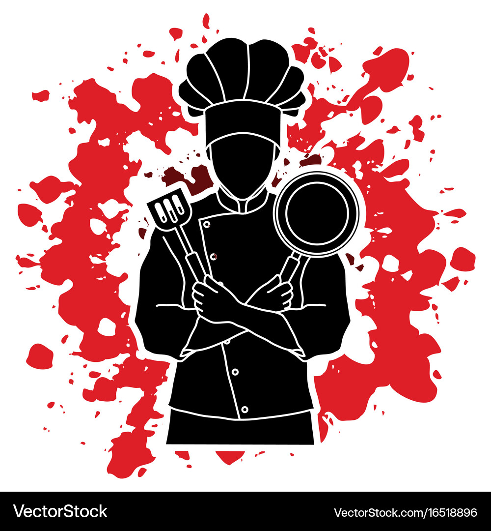 Chef cook standing crossed arms Royalty Free Vector Image