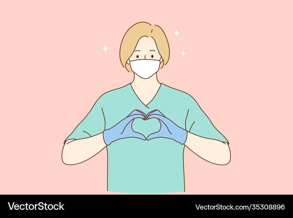 Doctors help and love safety and care during Vector Image