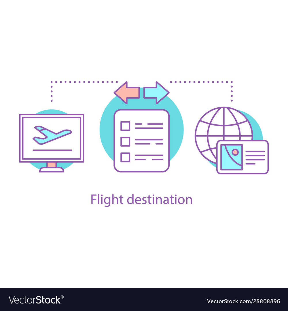 Flight tickets online booking concept icon Vector Image Flight tickets online booking concept icon Vector Image