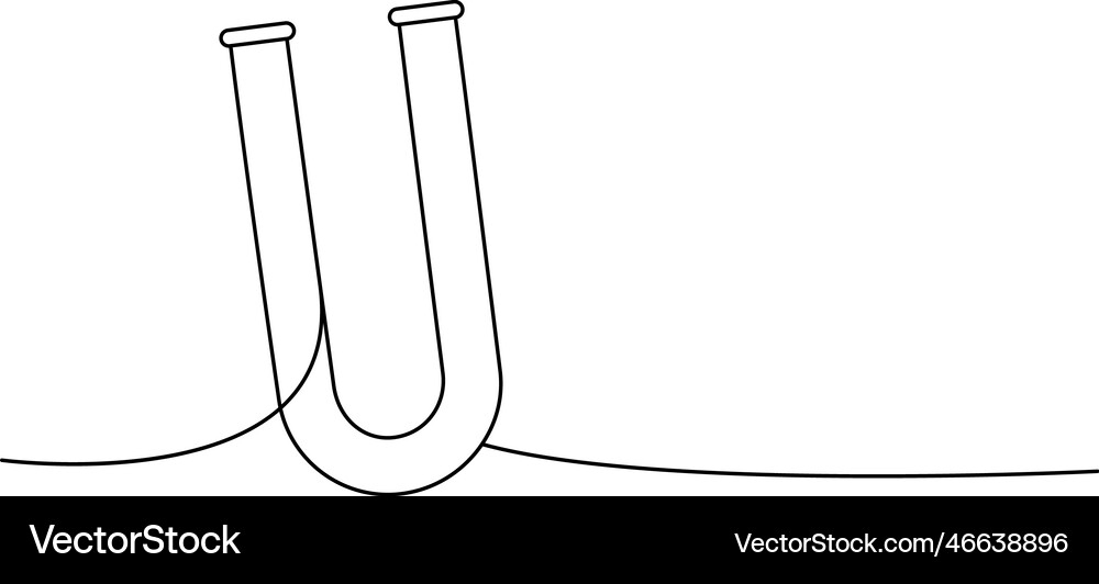 Glass u tube one line continuous drawing Vector Image