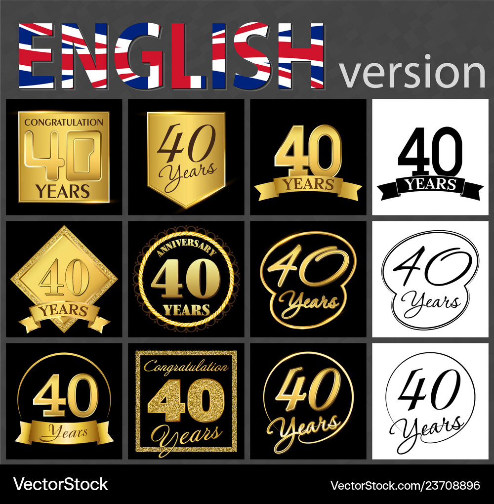 Golden Number 40 Celebration Templates Royalty Free Vector