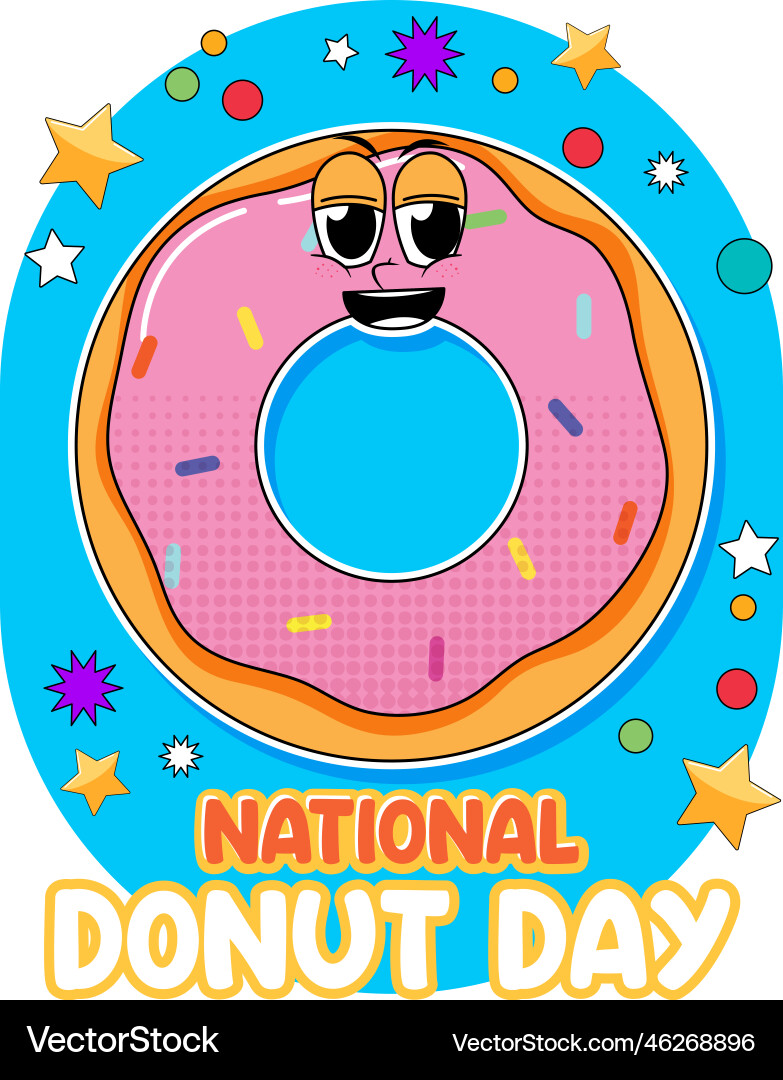 Happy doughnut day in june logo Royalty Free Vector Image