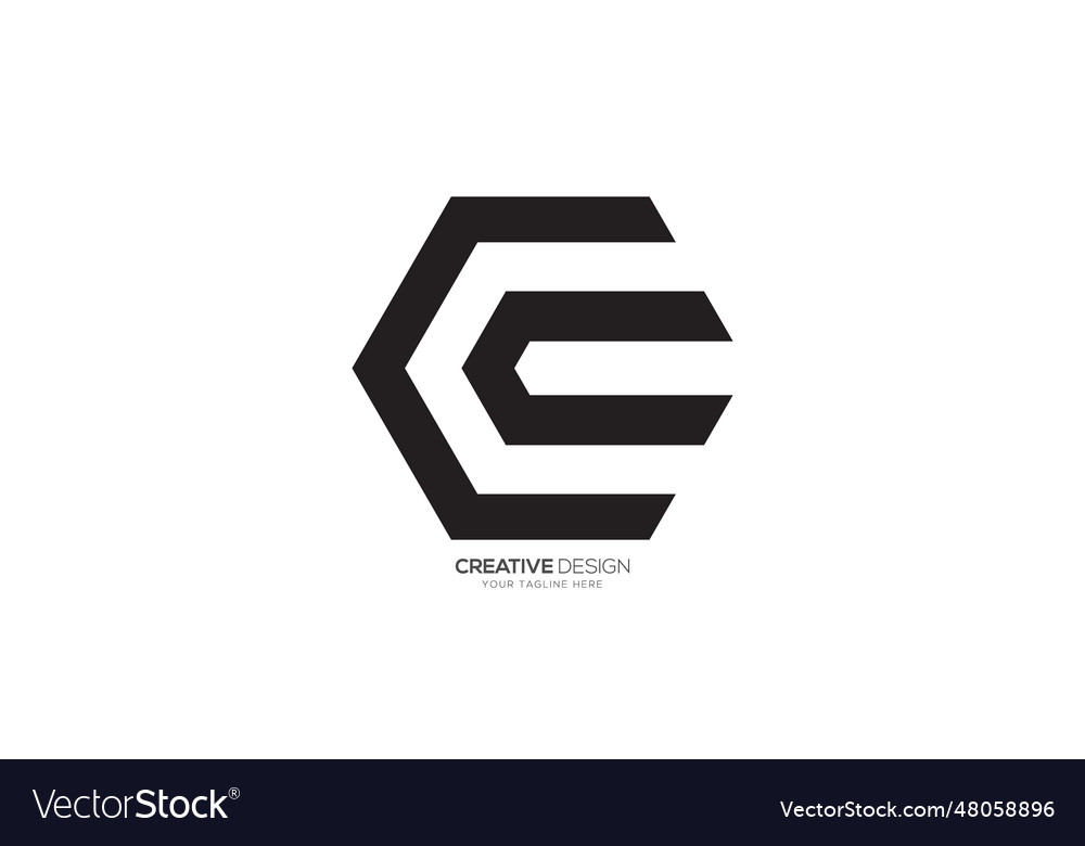 Hexagonal shape letter c simple line art Vector Image