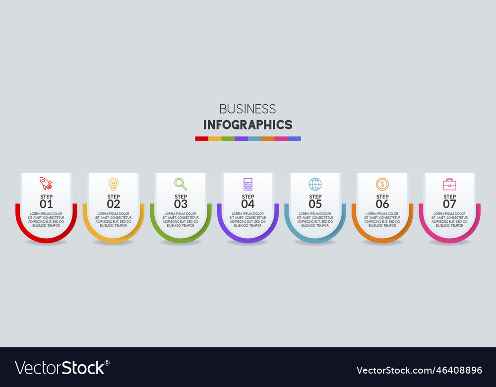 Infographics design template and icons with 7 Vector Image