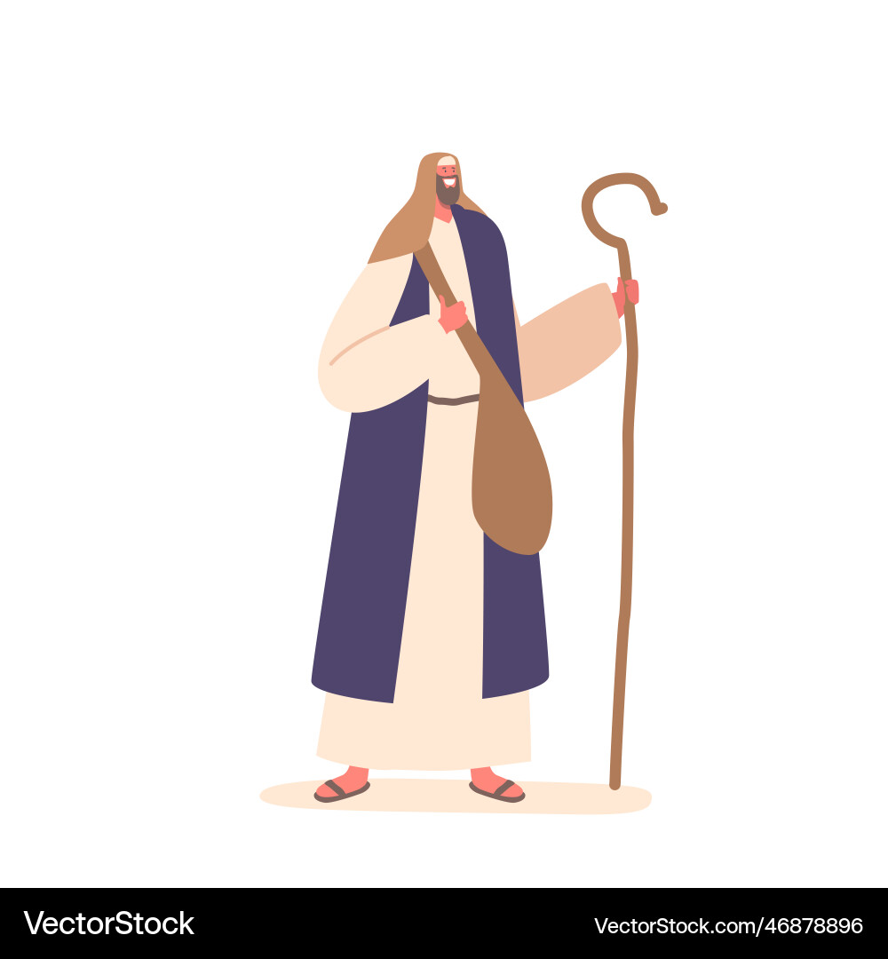 Mature ancient israel man with staff wise Vector Image