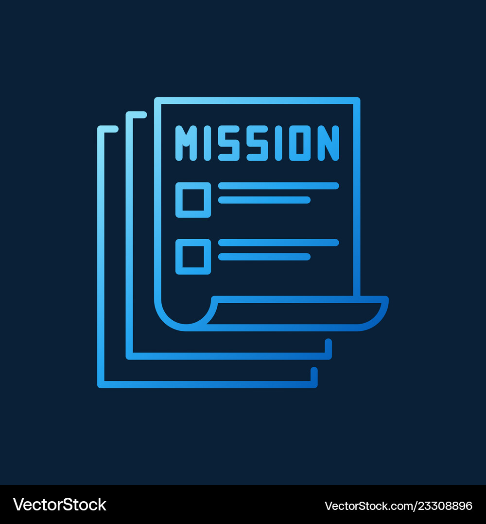 Mission documents blue outline icon Royalty Free Vector