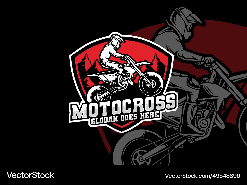 Motocross logo design with standing freestyle Vector Image