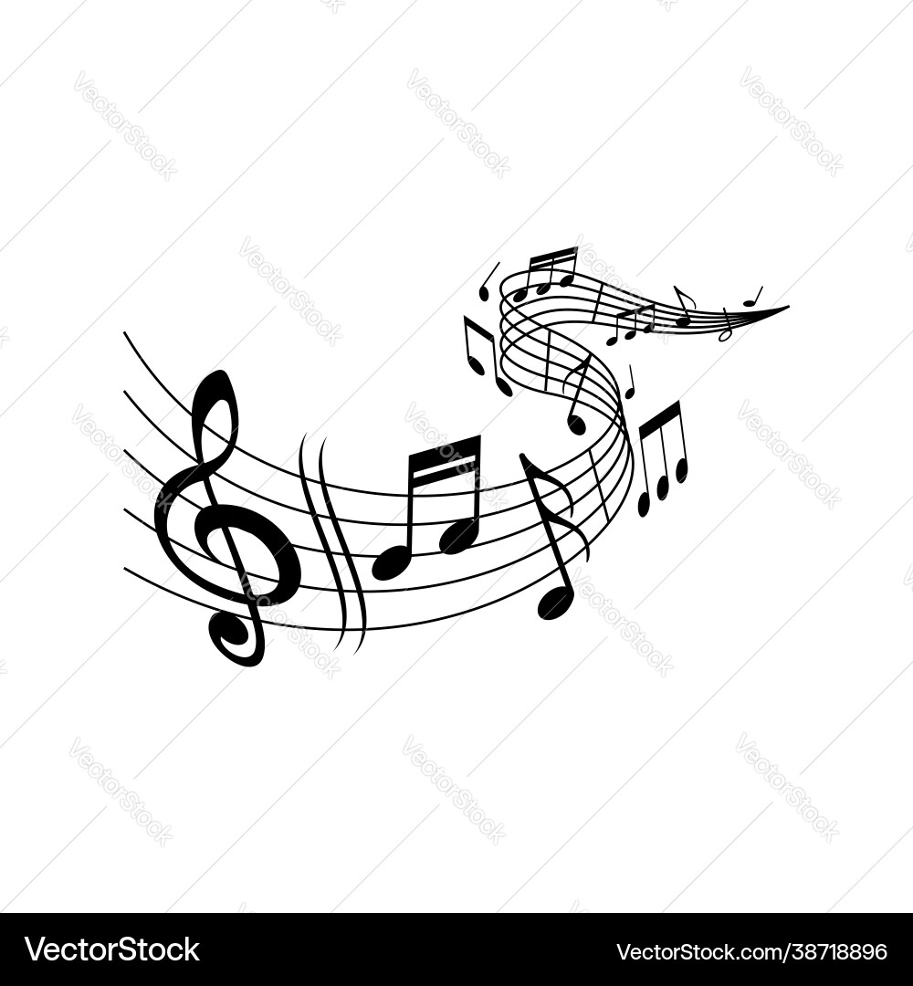 Music melody notes on wave musical concert Vector Image