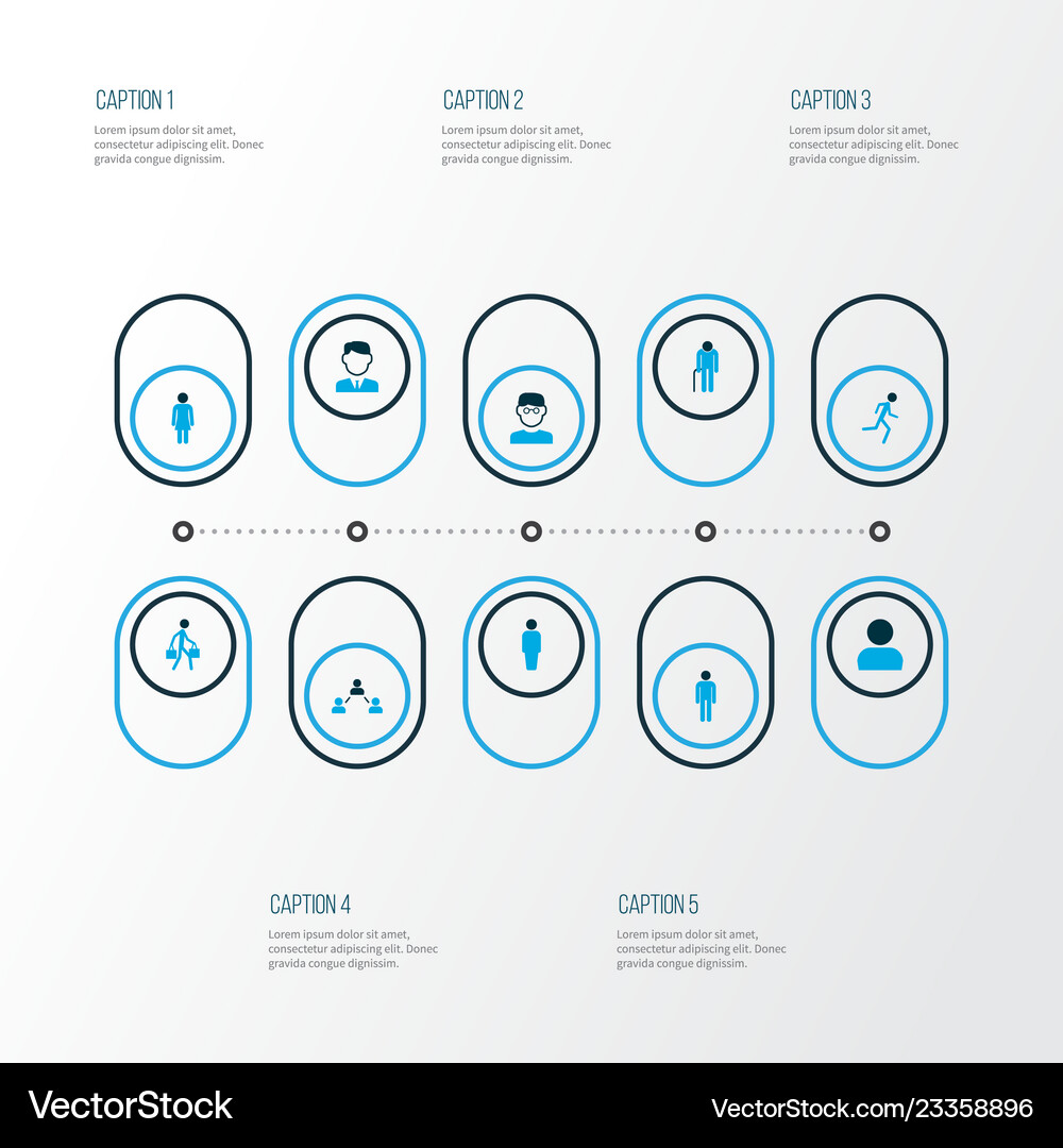 People icons colored set with profile man Vector Image