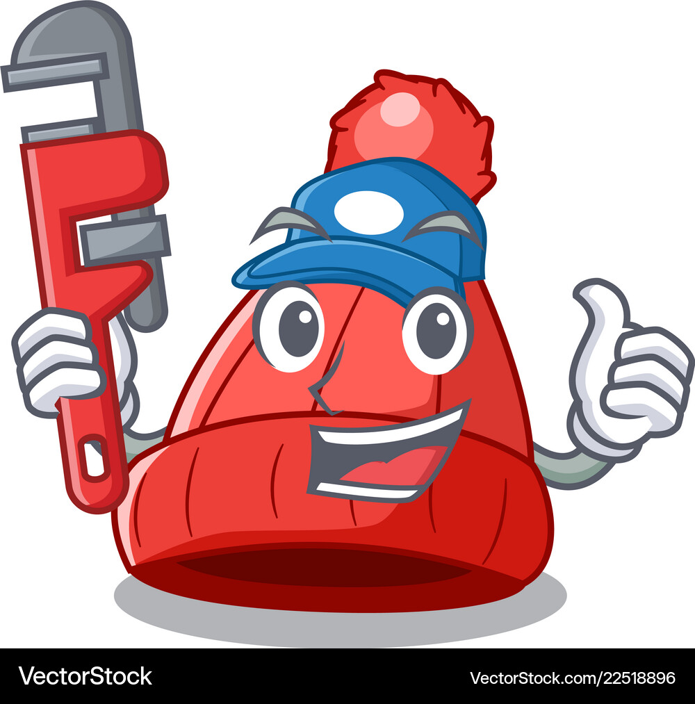 Plumber beanie hat isolated on the mascot Vector Image
