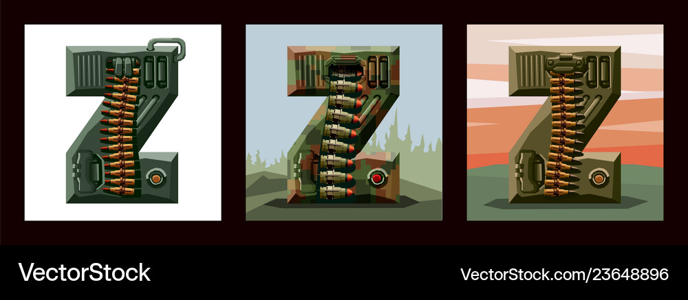 Set letters z military alphabet font Royalty Free Vector