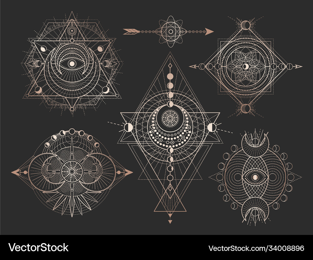 Set sacred geometric symbols and figures Vector Image