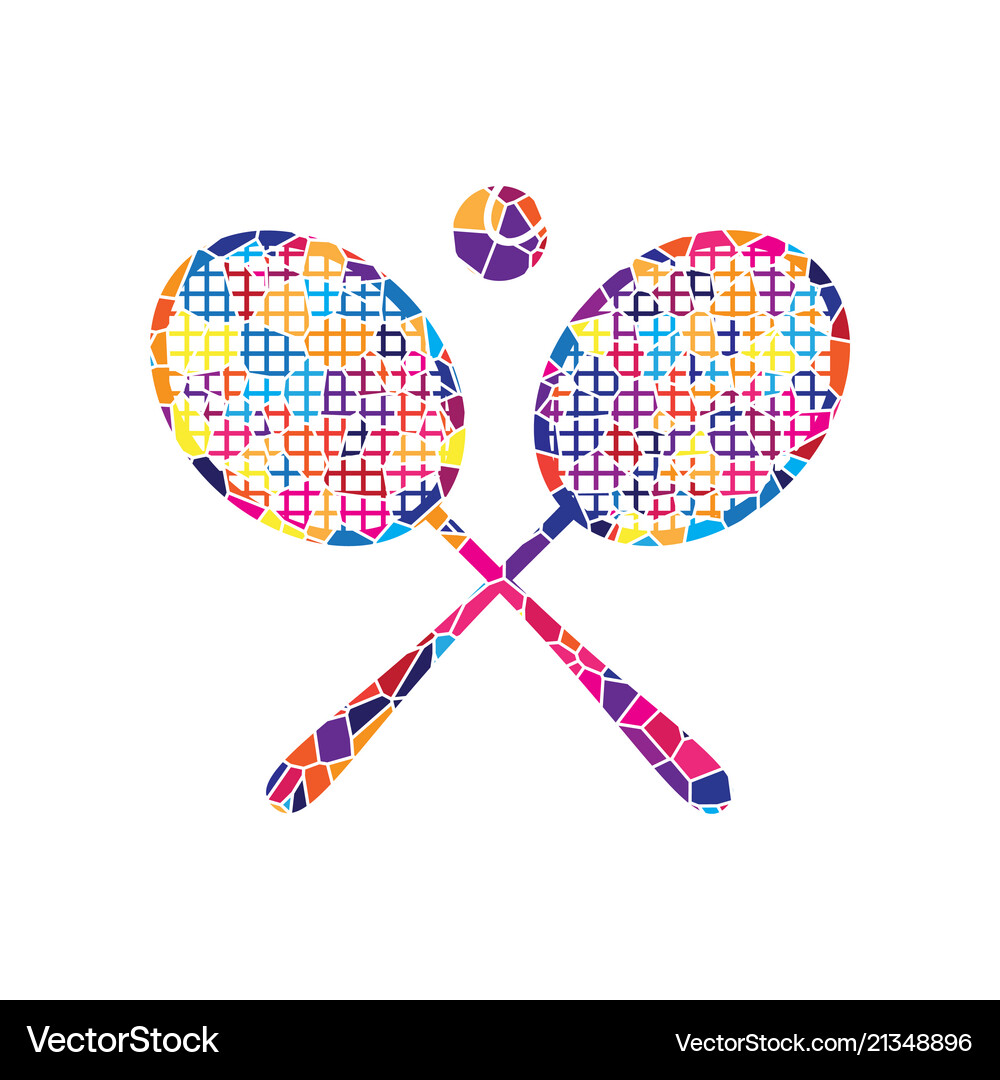 Two tennis racket with ball sign stained Vector Image