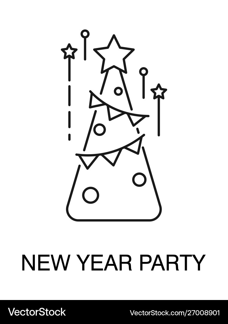 Christmas tree isolated outline icon new year Vector Image