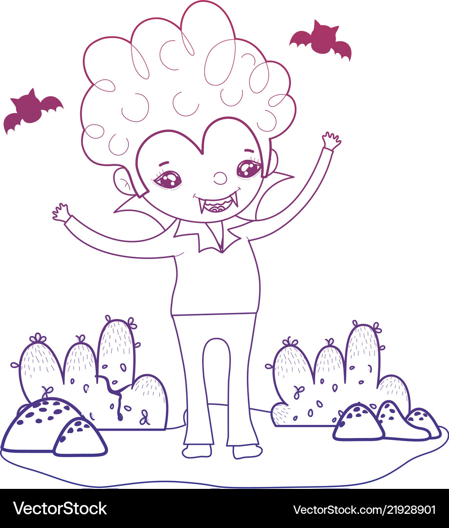 Degraded outline funny boy vampire costume Vector Image