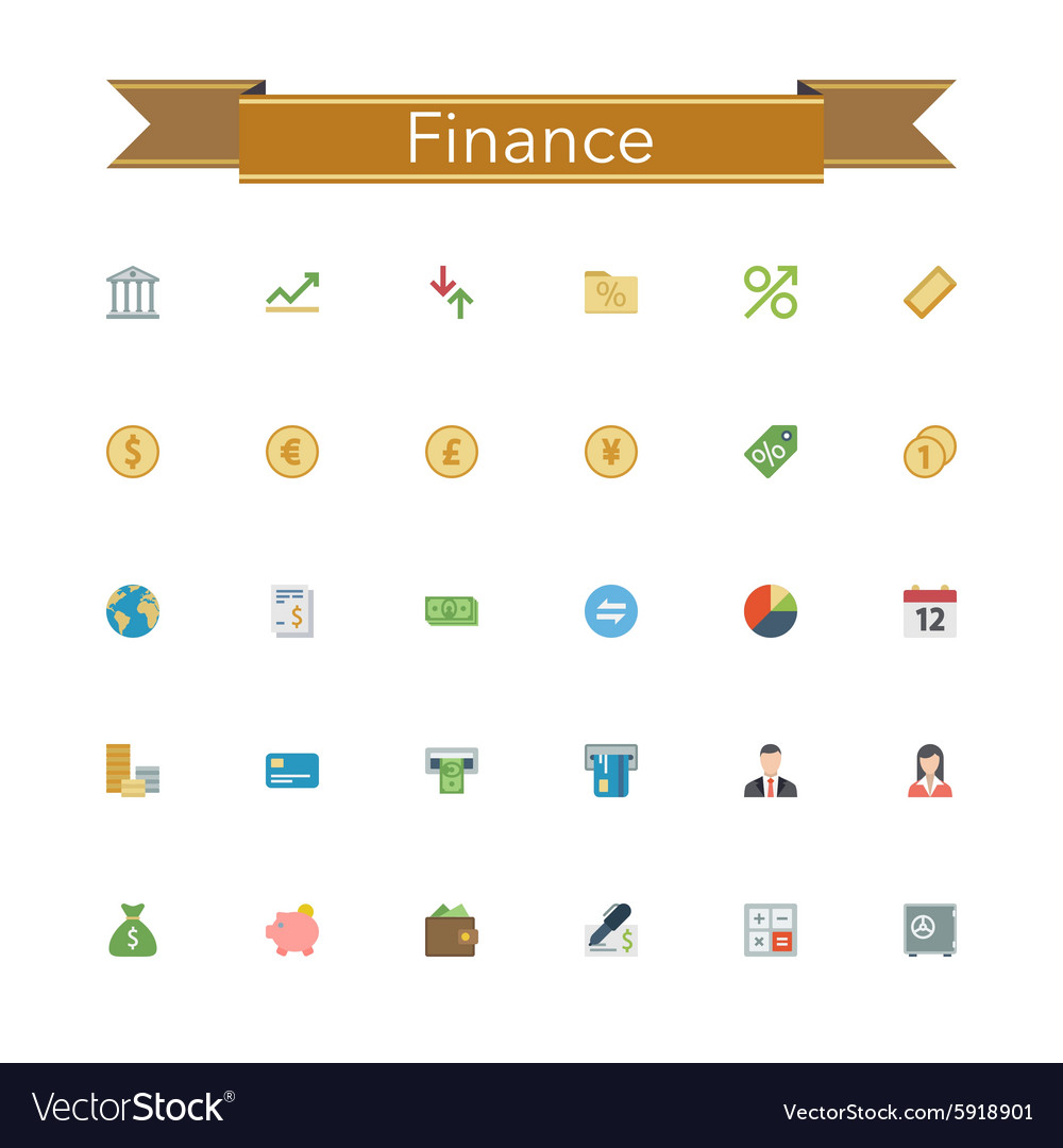 Finance flat icons Royalty Free Vector Image - VectorStock