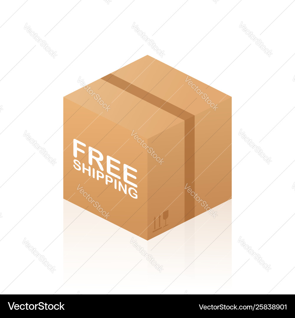 Free shipping cardboard box on white background Vector Image