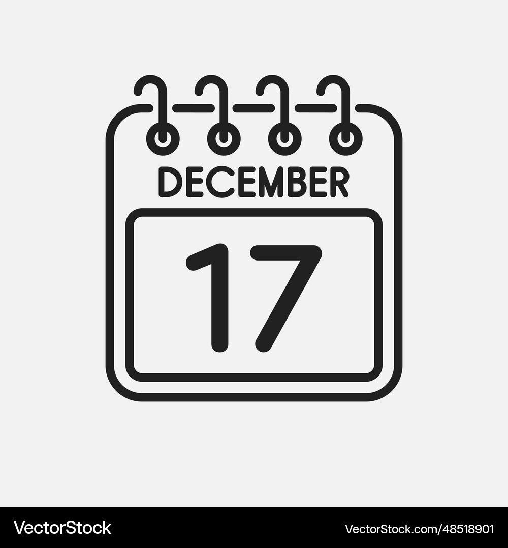 Icon page calendar day - 17 december Royalty Free Vector