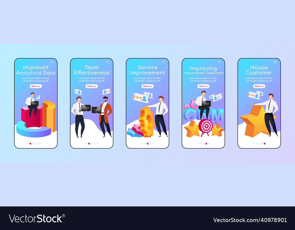 Improvements By Crm Onboarding Mobile App Screen Vector Image