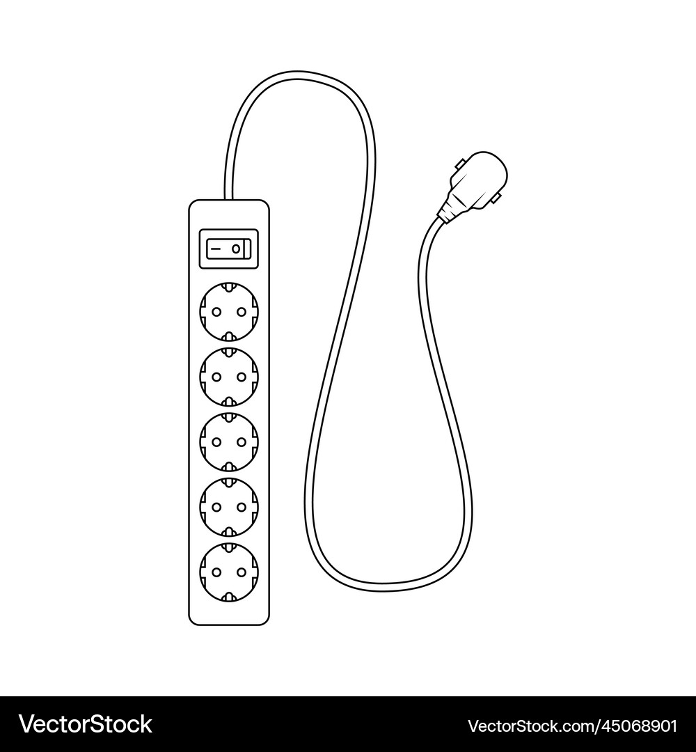 Power strip outline icon on white background Vector Image