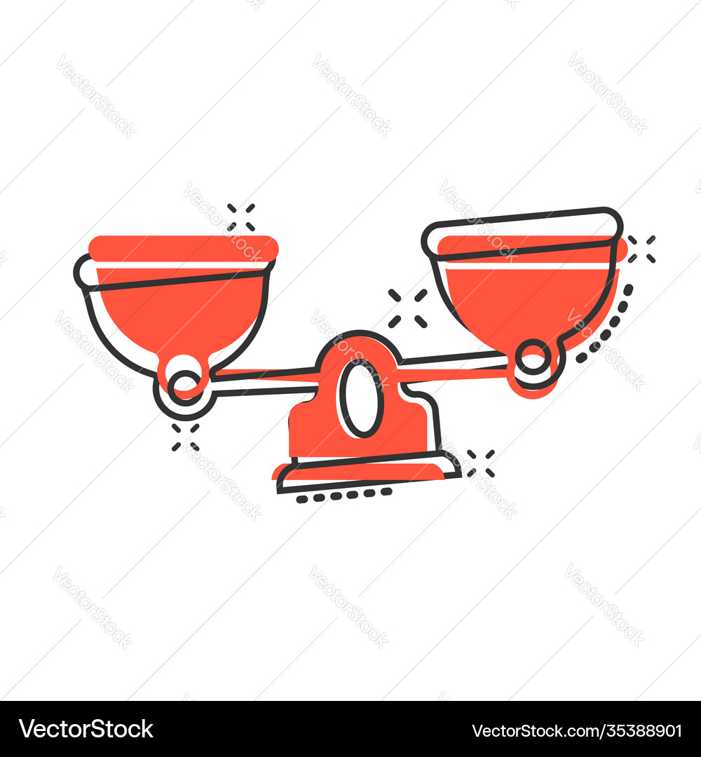 Scale balance icon in comic style justice cartoon Vector Image
