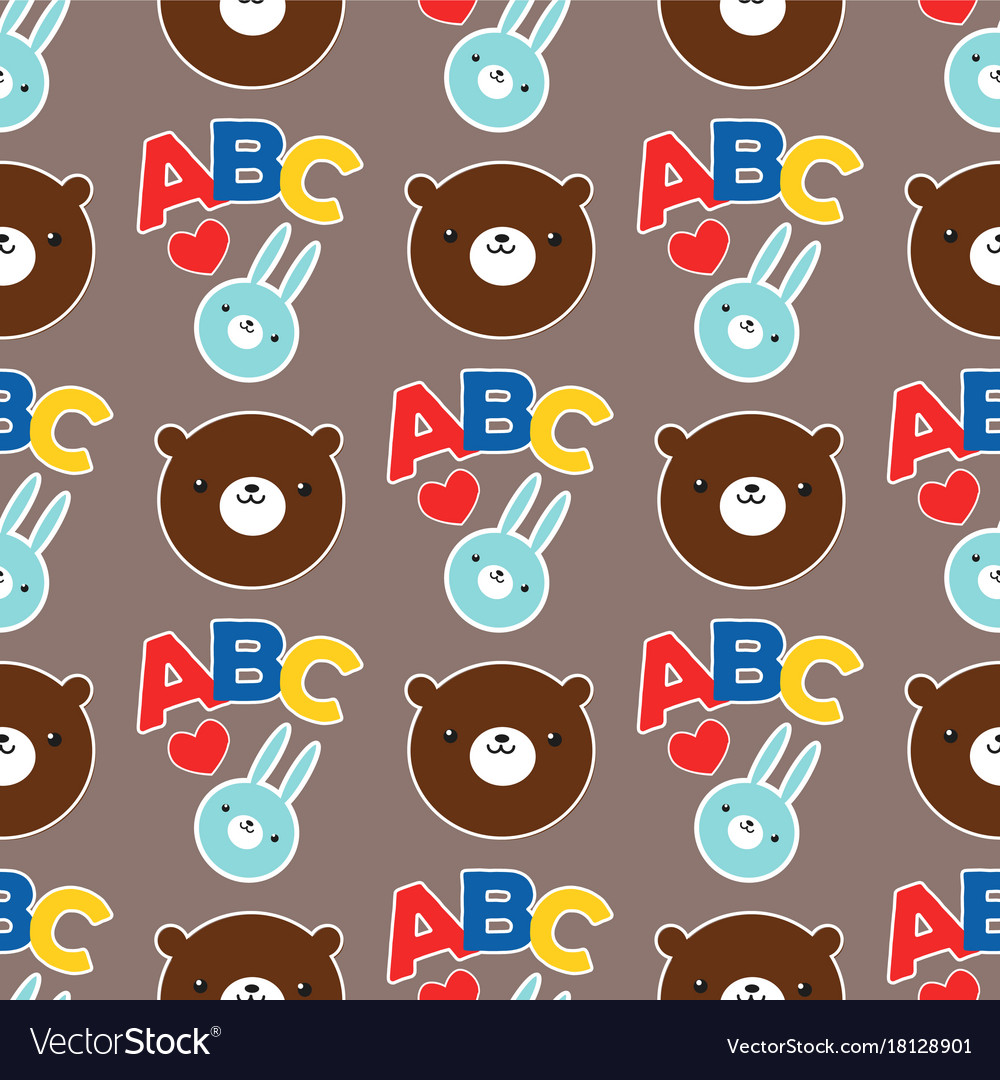 Seamless abc teddy bear pattern Royalty Free Vector Image
