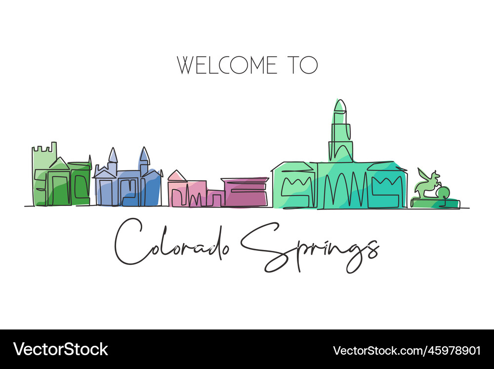 Single continuous line drawing of colorado Vector Image