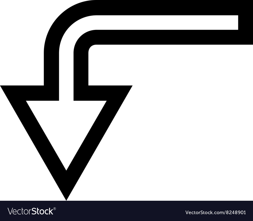 Turn down stroke icon Royalty Free Vector Image