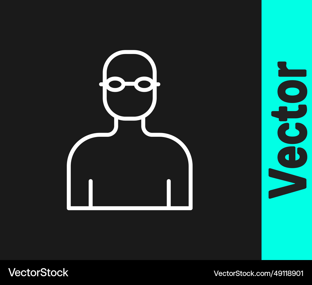 White line swimmer athlete icon isolated on black Vector Image