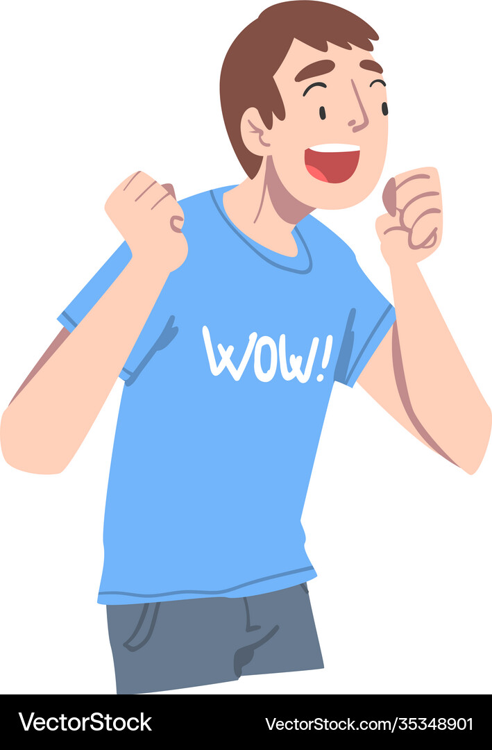 Young man with shocked face expression mood of Vector Image