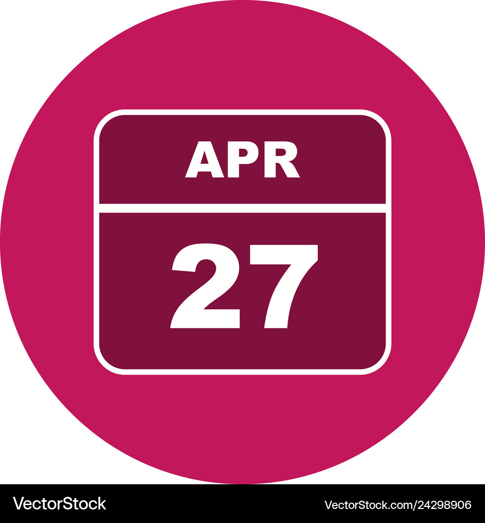 April 27th date on a single day calendar Vector Image